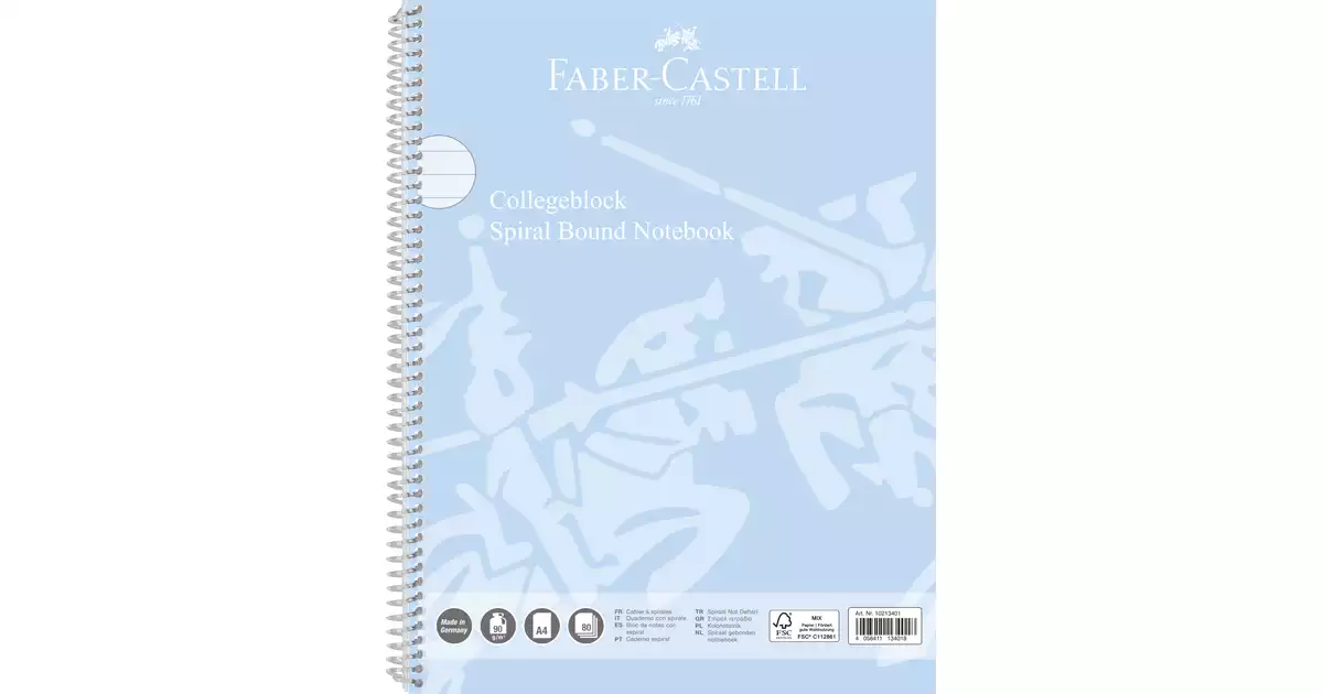 Notatnik spiralny A4 w kolorze błękitnym (sky blue) od Faber-Castell